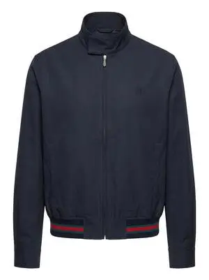 Gucci Cotton Twill Zip Jacket With Web Detail - Dark Blue