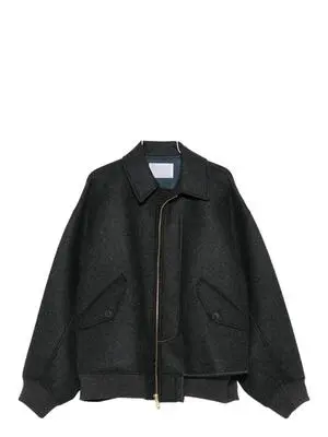 Kolor Lapel Casual Jacket With Asymmetrical Hem - Dark Gray