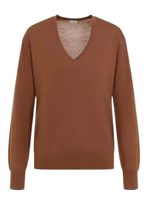 Dries Van Noten Long-sleeved V-neck Sweater - Light Rust