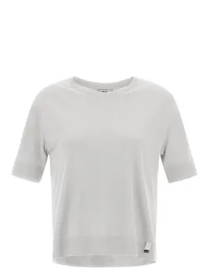 Herno Crewneck Knit Top With Short Sleeves - White