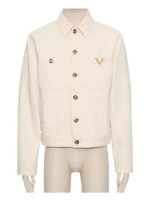 Valentino Garavani Button-up Long-sleeve Jacket - Ivory White