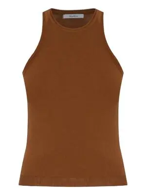 Max Mara Ribbed Round Neck Sleeveless Tank Top - Brown