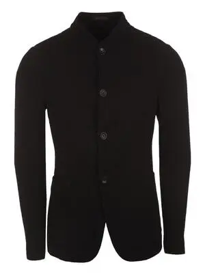Emporio Armani Buttoned Stand Collar Casual Jacket - Black