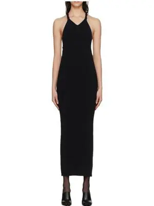 DION LEE Ribbed Knit Halterneck Dress - Black