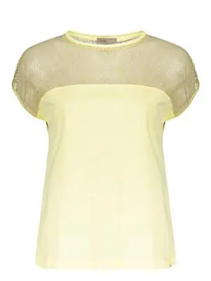 Herno Sheer Yoke Short Sleeve Top - Nude