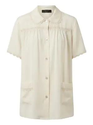 Gucci Silk Crêpe De Chine Shirt With Lace Trim - Ivory