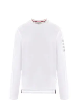 Thom Browne 4-bar Striped Crewneck Sweatshirt - White