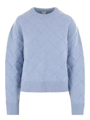 Bottega Veneta Bottega Veneta Intrecciato Quilted Crewneck Jumper Blue