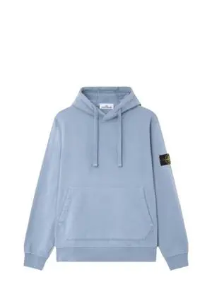 Stone Island Stone Island Logo Patch Drawstring Hoodie Avio Blue