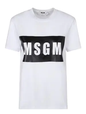MSGM Logo Printed Crewneck T-shirt - White