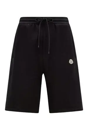 Moncler Jersey Bermuda Shorts With Logo Detail - Black
