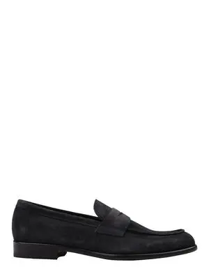 DOUCAL'S Round Toe Flat Loafers - Black