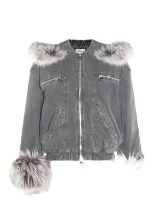 Blumarine Hooded Zip-up Bomber Jacket - Gray