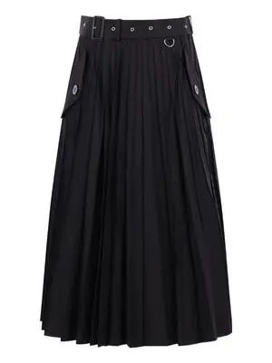 Sacai Pleated Skirt With Belted Waist - Black