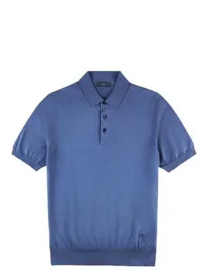 FAY Short-sleeve Knitted Polo Shirt - Blue