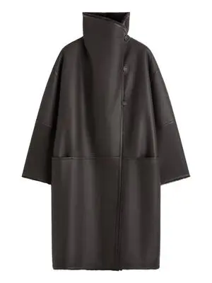 TOTEME Toteme Paneled Shearling Coat Dark Brown