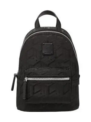 Mcm Logo Monogram Backpack - Black