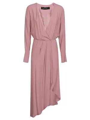 Federica Tosi Asymmetrical V-neck Long Sleeve Dress - Pink