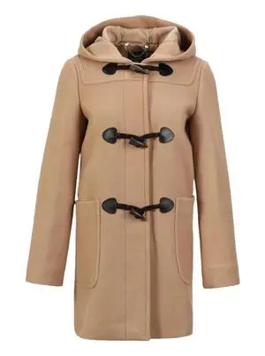 Max Mara Weekend Max Mara Long-Sleeved Hooded Coat With Horn Buckle Closure Brown