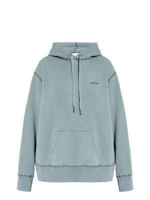 Ami Logo Embroidered Drawstring Hoodie - Blue