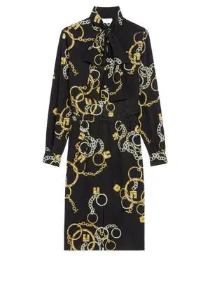 Celine Crepe De Chine Lavallière Dress - Black