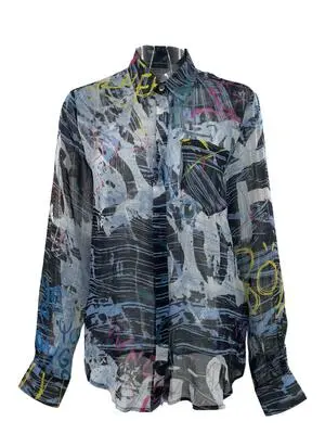 Sportmax Long Sleeve Printed Shirt - Gray