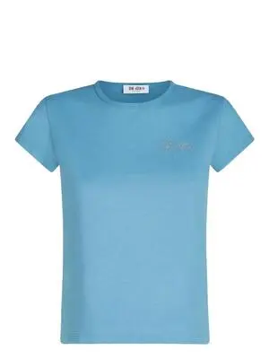 Attico Attico Crewneck T-Shirt With Short Sleeves And Straight Hem Blue