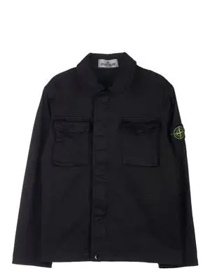 Stone Island Long-sleeved Shirt With Logo Detail - Black