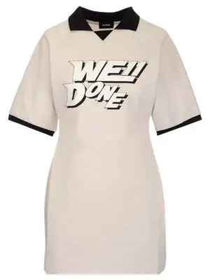 We11Done Logo Short Sleeve Mini Dress - Nude