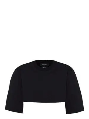 Dsquared2 Logo Embroidered Cropped T-shirt - Black