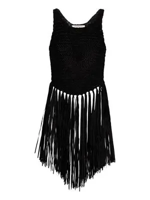 Philosophy Di Lorenzo Serafini Crochet-knit Fringed Top - Black
