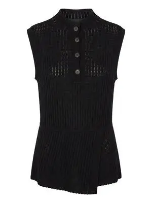 Max Mara Sleeveless Button Detailed Vest - Black