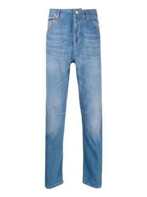Brunello Cucinelli Logo Patch Tapered Jeans - Blue