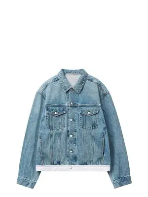 Alexander Wang Logo-hem Denim Trucker Jacket - Denim Blue
