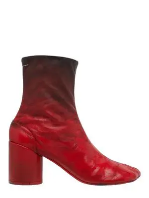 MAISON MARGIELA Mm6 Maison Margiela Zip-Up Ankle Boots With Block Heel Red