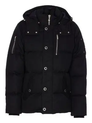 Moose Knuckles Hooded Button Jacket - Black