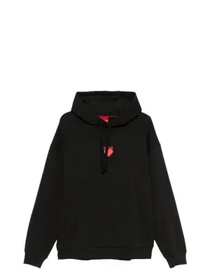 Hugo Boss Heart-print Cotton Hoodie - Black