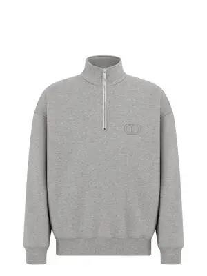 Dior High Neck Zip Detailed Sweatshirt - Grey