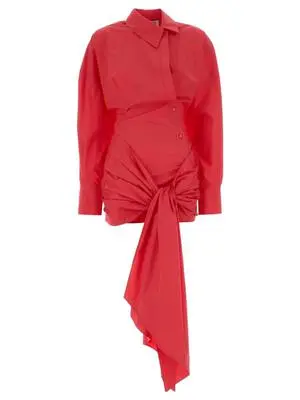 Attico Draped Shirt Dress - Red