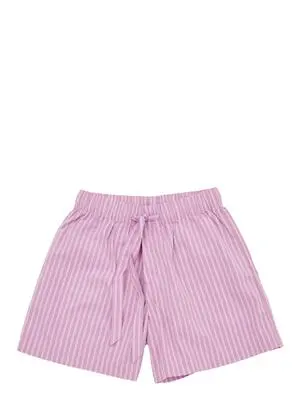TEKLA Striped Organic Cotton Pajama Shorts - Pink