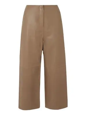 TOTEME Panelled Flared Leather Trousers - Beige