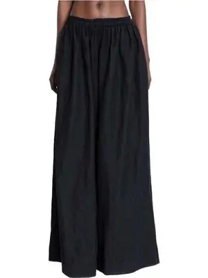 UMA WANG Elastic Waist Wide Leg Casual Pants - Black