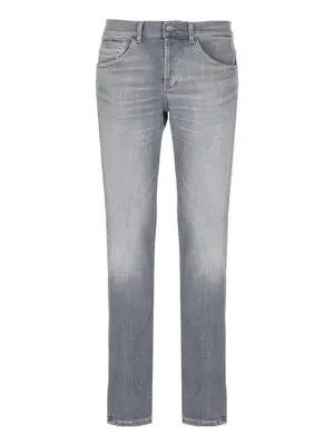 DONDUP Slim Fit Pants With Metal Logo Buttons - Gray