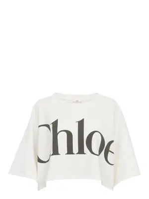Chloé Logo Print Cropped T-shirt - White