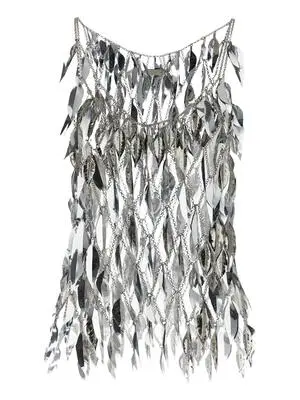 Rabanne Chainmail 3d Leaf Scoop-neck Top - Silver