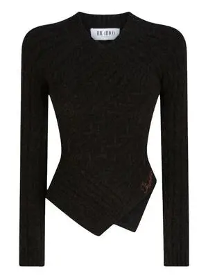 Attico Asymmetrical Cable-knit Sweater - Brown