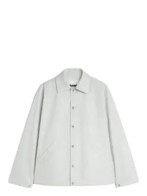 JIL SANDER Logo Print Cotton Taffeta Jacket - Light Gray