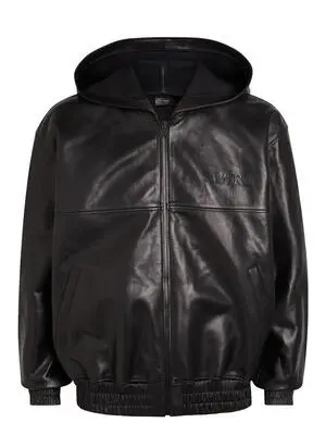 Amiri Leather Zip-up Hooded Jacket - Black
