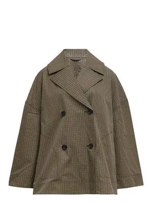TOTEME Double Breasted Oversized Check Coat - Brown