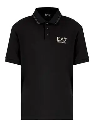 EA7 Logo-print Polo Shirt - Black